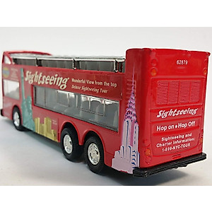 toywonders New York City NYC Double Decker NYC Sightseeing Double Decker Tour Bus Open Top Red 2168D 6 inch Diecast