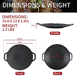 Gbultn Korean BBQ grill pan, Medical stone Coating, stovetops and Induction Compatible,Round Griddle pan, PFOA free Toxin free (13.4inches)
