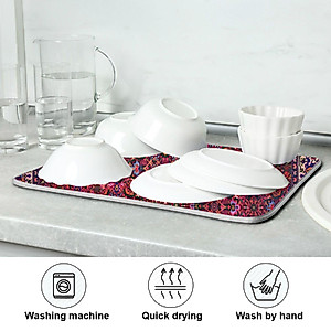 ElliTarr Dish Drying Mat for Kitchen Counter Microfiber Absorbent Dish Drainer Mat Small Kitchen Drying Rack Mat Heat Resistant Drying Pad for Counter 18x24