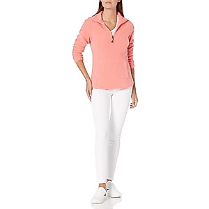 Amazon Essentials Women's Classic-Fit Long-Sleeve Quarter-Zip Polar Fleece Pullover Jacket - Discontinued Colors, Coral Pink, X-Large