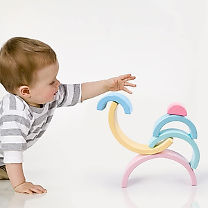 Curious Melodies Wooden Toys Nesting Rainbow Stacking Blocks - Fire | Nature Toy Block Sets