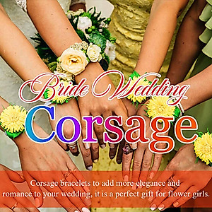 Latious Wedding Bride Wrist Corsage Red Artificial Wrist Flower Flowergirl Hand Flowers Bridal Prom Party Accessories for Women and Girls (A-Red)