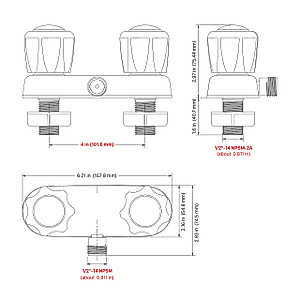 RV Shower Faucet, RV Camper Shower Faucet Replacement, 4” Shower Valve Diverter Assembly Kit, Bathroom Shower Mixing Valve Control for RV Camper Van Travel Trailer Motorhome