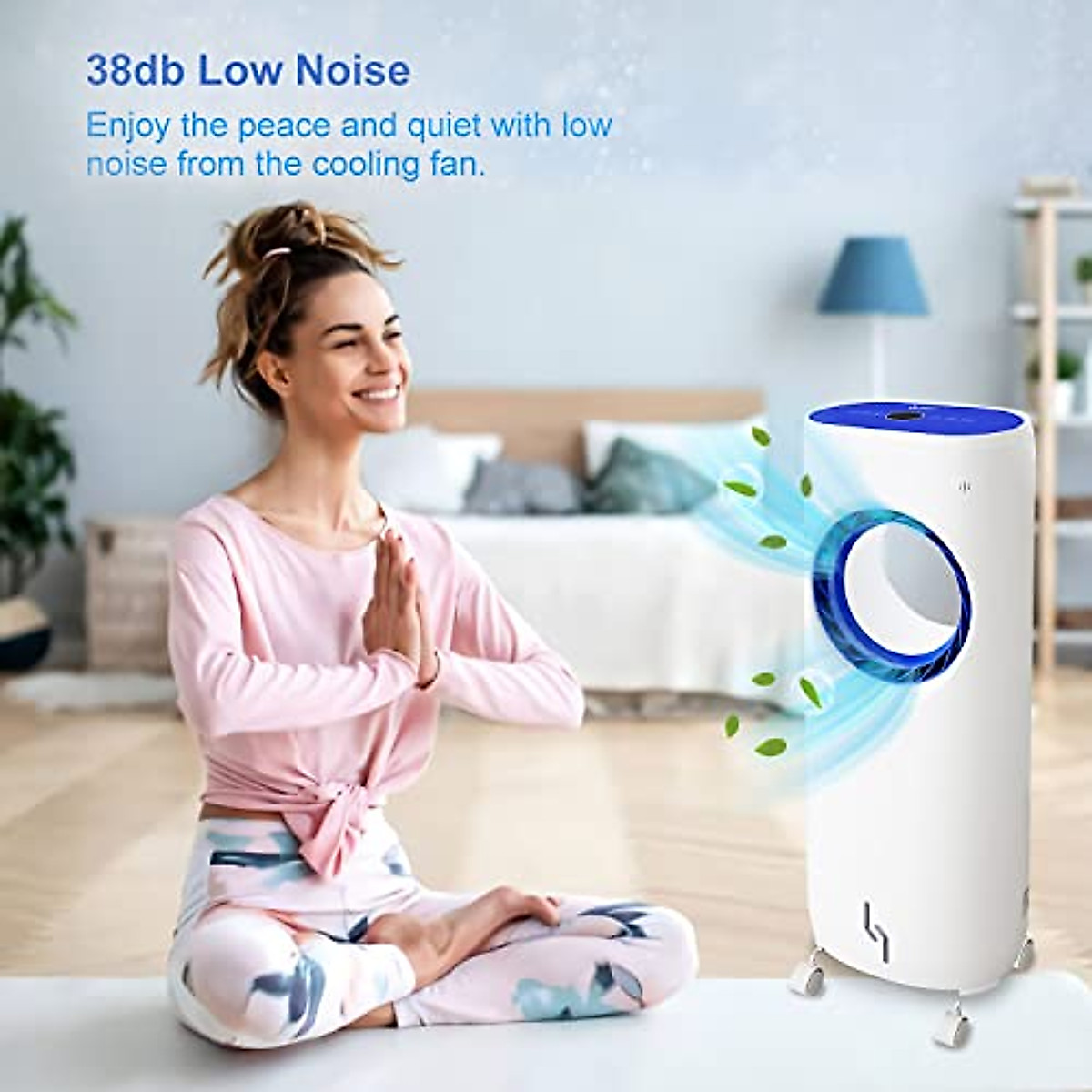 COOLS UP TO 7° F - Evaporative Cooling Fan, Portable Personal Air Cooling with Humidifier Water Tank. Includes Remote, Ice Packs, and 360° Caster Wheels. BUY FROM AN AMERICAN SMALL BUSINESS!