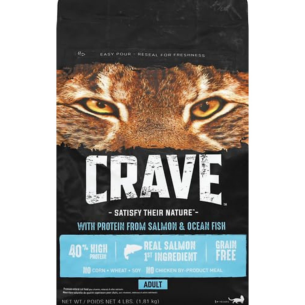CRAVE Grain Free Adult High Protein Natural Dry Cat Food with Protein from Salmon & Ocean Fish 4 lb