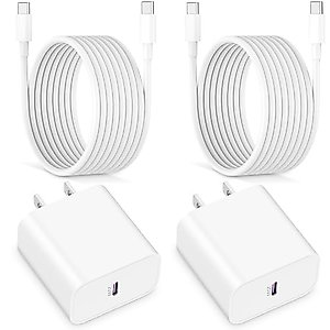 New iPad Charger USB C 10FT for iPad Pro 12.9, 11 inch, iPad Air 5th/4th, iPad 10th generation, Mini 6th, iPhone 15, Google Pixel, PD 20W Fast Charging USB-C Block and Long USBC to C Cable 2Pack