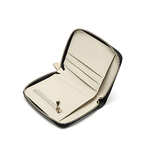 Authentic Frida Kahlo Cartoon Picture Print Small Medium Zip-around Wallet (Flower Theme - Black)