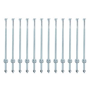 ONESTOCK 3/8-inch x 12-inch Threaded Carriage Bolts Fasteners with Nuts and Washers - 12-Pack