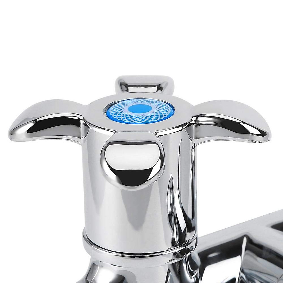 Fdit Water Tap Faucet Sink Basin Single Cooler Mixer Tap Double Spout Double Switch for Washing Machine Kitchen Sink Garden (Blossom Handle)