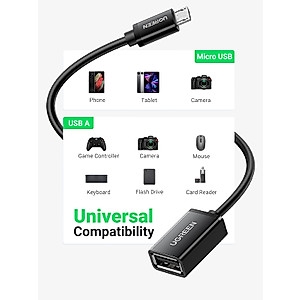 UGREEN Micro USB to USB Micro USB 2.0 OTG Cable 2 Pack On The Go Adapter Micro USB Male to USB Female for Samsung Phone S7 S6 Edge S4 S3 LG G4 DJI Spark Mavic Remote Controller Android Tablets Black