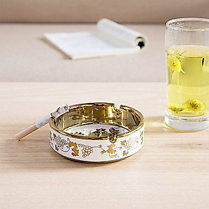 YOSCO 4'' Ceramic Titanium Plating Tabletop Ashtray,Cigarette Ashtray for Indoor or Outdoor Use, Desktop Smoking Ash Tray for Home Office Decoration (4''-1 PACK)