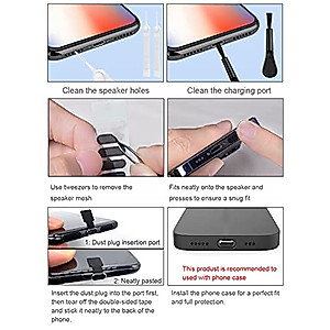 Gavemi iPhone Dust Plug Speaker Cover Kit for Phone Charging Port Protective Cover, Compatible with iPhone (Black)