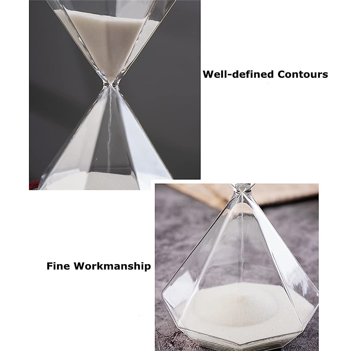 Hourglass 30 Minute Sand Timer Clear Glass, Unique Pink Sand Clock Time Control Measurement Children Games Tools Office Desktop Decoration