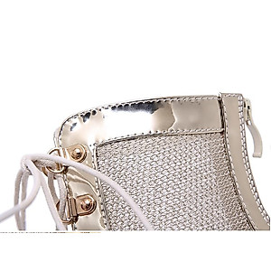 Purubylley Women's High-heeled Open-toe Hollow Mesh Boots，fish Mouth Dress Stylish Zipper Closure Sandals，Latin Dance Boots Performance Training Shoes (gold,6)