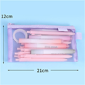 JANEMO 2 Pack Clear Pencil Pouch, Clear Pencil Case, Pencil Bags, Clear Pouch, Clear Makeup Pouc, Clear Make Up Bag, Portable Office Stationery Storage Pouch, White