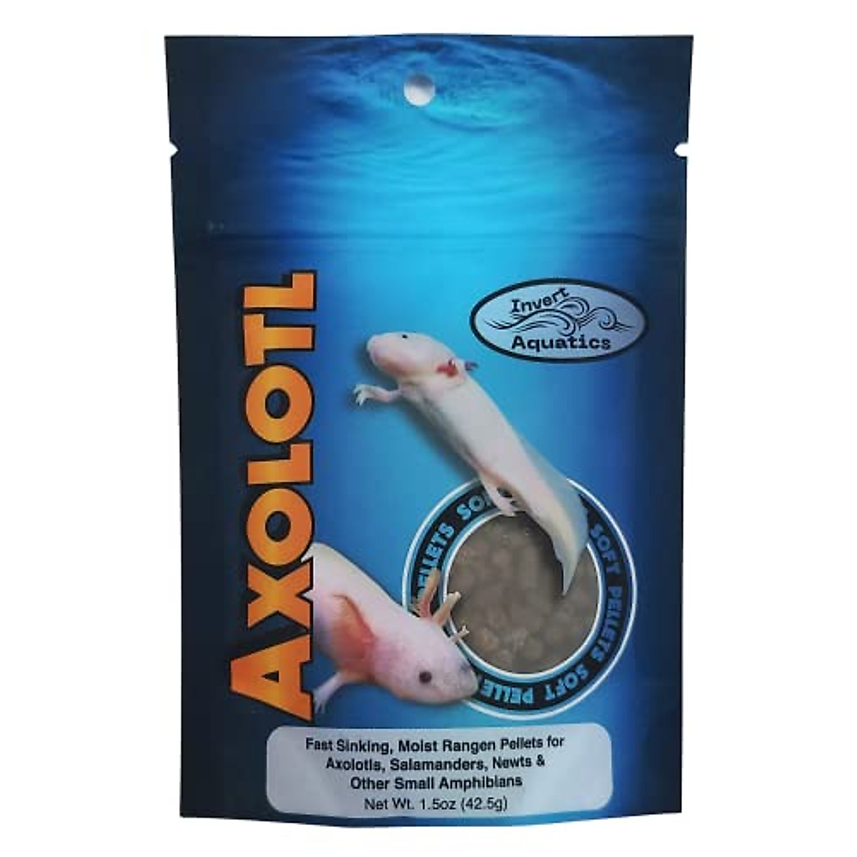 Invert Aquatics Soft Pellets for Axolotls - Moist Sinking Diet for Axolotl, Newts, Salamanders & Other Small Amphibians (3 oz (85g))
