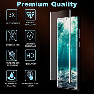 [3+2 Pack] Galaxy S23 Ultra Screen Protector,HD Clear Tempered Glass, Scratch Resistant, Bubble-Free, Camera Lens Protector, Samsung Galaxy S23 Ultra 5G 6.8 Inch Screen Protector Support Fingerprint Unlock