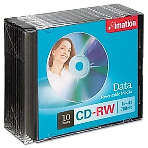 Imation IMN40955 CD Rewritable Media, CD-RW, 4X, 700 MB, 10 Pack Slim Jewel Case, Retail