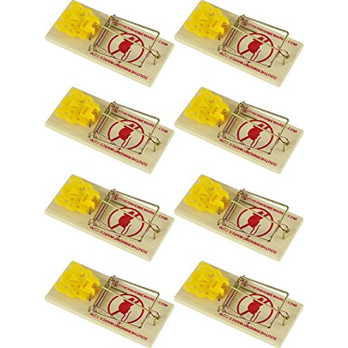 Southern Homewares Wooden Snap Mouse Trap Spring Action with Expanded Cheese Shaped Trigger 8 Pack
