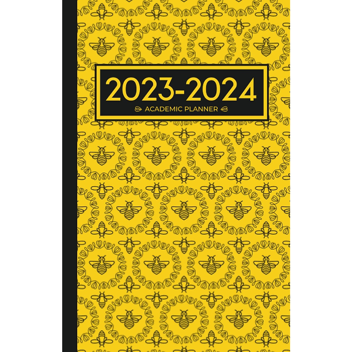 Academic Planner 2023-2024 Small | Busy Bumble Bees Pattern: July - June | Weekly & Monthly | US Federal Holidays and Moon Phases