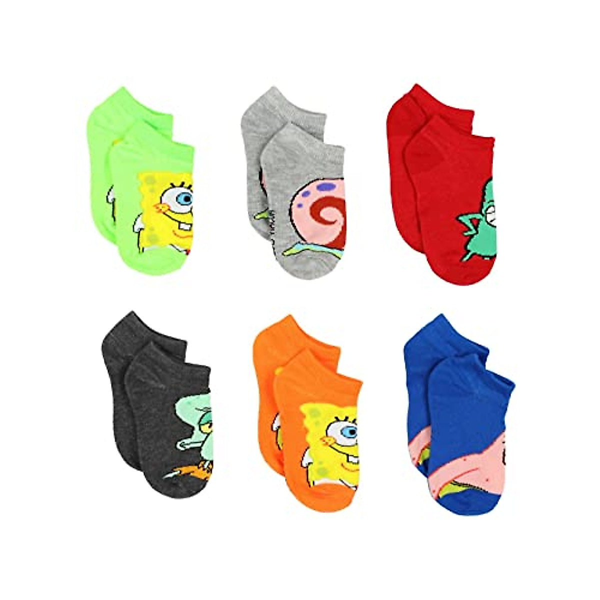 Nickelodeon Spongebob Squarepants Boys Girls Toddler 6 pack Socks (Medium (6-8), Multicolor)