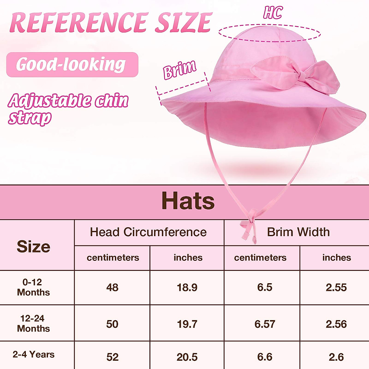 2 Pieces Baby Girl Sun Hat Infant UV Protection Summer Hats with Bows Wide Brim Bucket Hats Adjustable Sunscreen Beach Caps Bowknot Fisherman Caps (Baby of 6-12 Months, White and Pink)