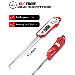 ThermoPro TP15 Waterproof Instant Read Food Thermometer, Digital Meat Thermometer for Cooking and Grilling, Backlight Kitchen Thermometer, BBQ Smoker Cooking Thermometer with Probe Calibration