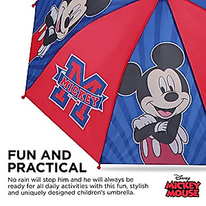 Disney Little Kids Umbrella, Lightning McQueen and Mickey Mouse Rain Wear for Boys Ages, Red/Blue, Age 3-6