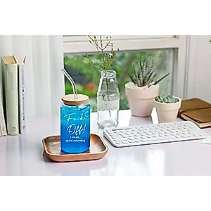 NewEleven Glass Cups With Bamboo Lids and Straws For Coffee, Boha Tea, Smoothie, Cocktail - Iced Coffee Cup, Smoothie Cup, Reusable Boba Cup - 16 Oz Coffee Glass…