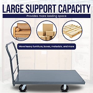 5Seconds Platform Cart Industrial Dolly Cart Heavy Duty 48” X 24” Platform Truck Commercial Cart Flatbed Platform Cart with 2000lb Capacity, Moving Cart 6” Swivel Wheels Flatbed cart, Push Cart