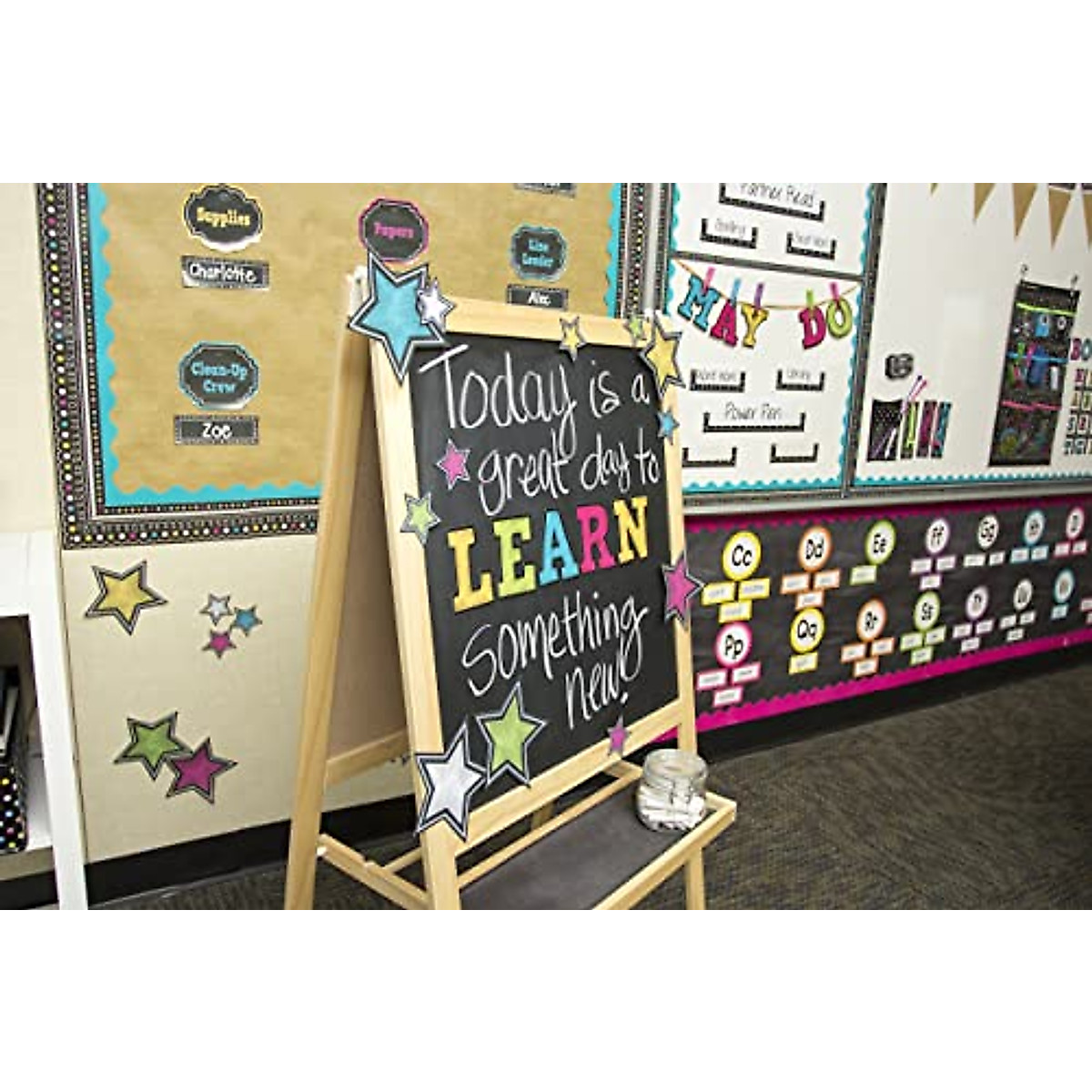 Teacher Created Resources Chalkboard Brights Stars Accents (TCR3550)