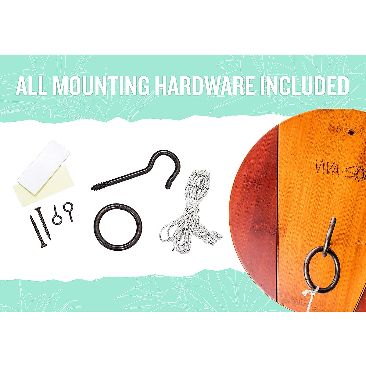 Triumph Sports Viva Sol Premium Bamboo Walnut Finish Hook and Ring Target Game for Use Indoors and Outdoors , 8.00 x 8.00 x 1.00"