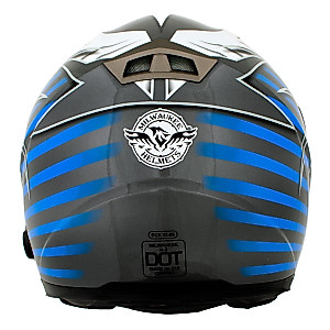 Milwaukee Helmets H512 Titanium and Blue Chit-Chat Black Full Face Motorcycle Helmet w/Intercom - Built-in Speaker and Microphone for Men/Women - Medium