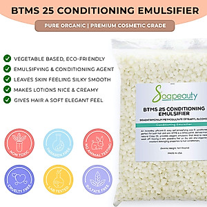 Soapeauty BTMS 25% - 16 oz - Behentrimonium Methosulfate Cetearyl Alcohol 25% Conditioning Emulsifier | Ingredient for Hair Care, Skin Care, Leave-in Treatment Products | 16 oz