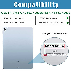 ProCase iPad Air 5th Generation Case 2022 / iPad Air 4th 2020 Case 10.9 Inch, Slim Stand Hard Back Shell Protective Smart Cover Cases for iPad Air 5th A2589 A2591/ Air 4th Gen A2316 A2324 -Black