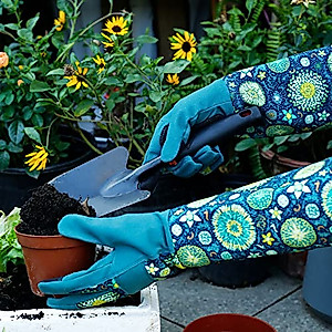 HODUP Gardening Gloves for Women,Long Floral Print Garden Rose Cactus Pruning Thorn-Proof Breathable Work Gloves with Touch Screen (Medium, Dandelions)