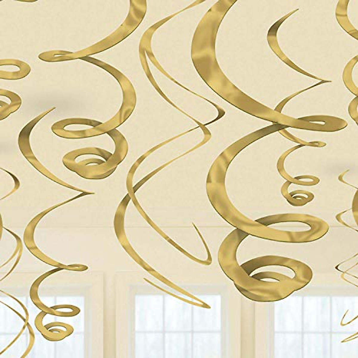 Amscan Party Supplies Plastic Swirl Decorations-Gold, 22 inches
