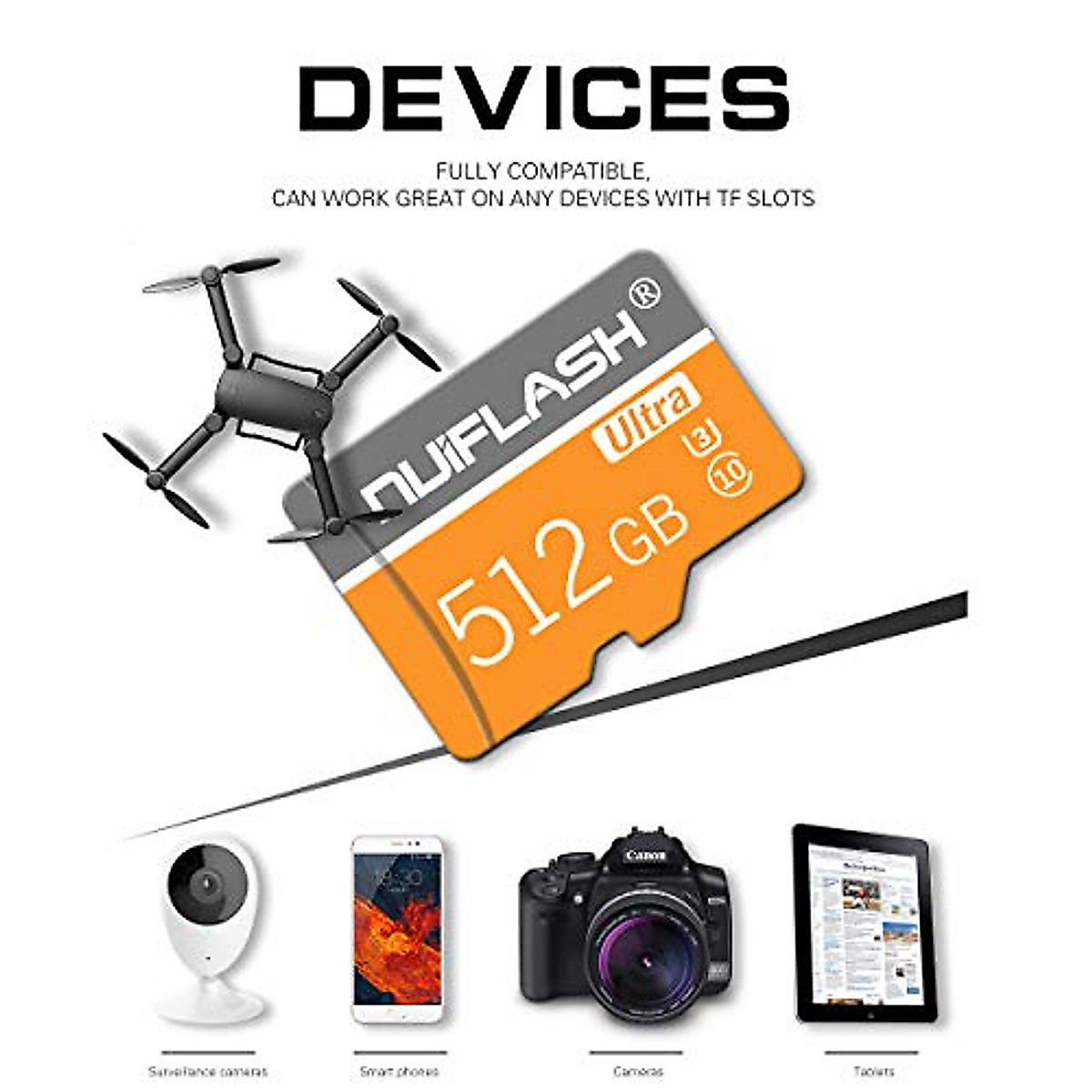 Memory Card 512GB Micro SD Card 512GB Micro SD Memory Cards HIGH Speed for Smart-Phone/Bluetooth Speaker/Tablet/PC/Camera Class 10 TF Card 512GB + SD Card Adapter