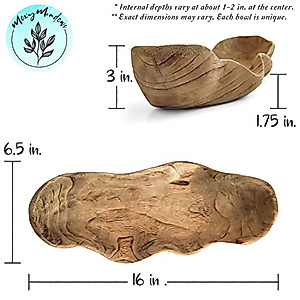 Moxy Meadows Wooden Dough Bowl - 16" long Wooden Decorative Bowl, great as a Centerpiece Bowl, Fruit Bowl, Bread Bowl or Farmhouse Décor. Add style to your home with our wooden dough bowls for décor.