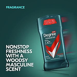 Degree Men Advanced Antiperspirant Deodorant 72H Sweat and Odor Protection Nonstop Claim: Deodorant For Men With MotionSense Technology 2.7 oz 4 Count