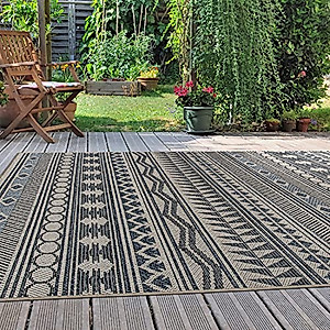 Rugshop Bohemian Design Area Rug for Patio Rugs,Deck Rugs,Balcony Rugs Indoor/Outdoor Area Rug 7'10" x 10' Cream