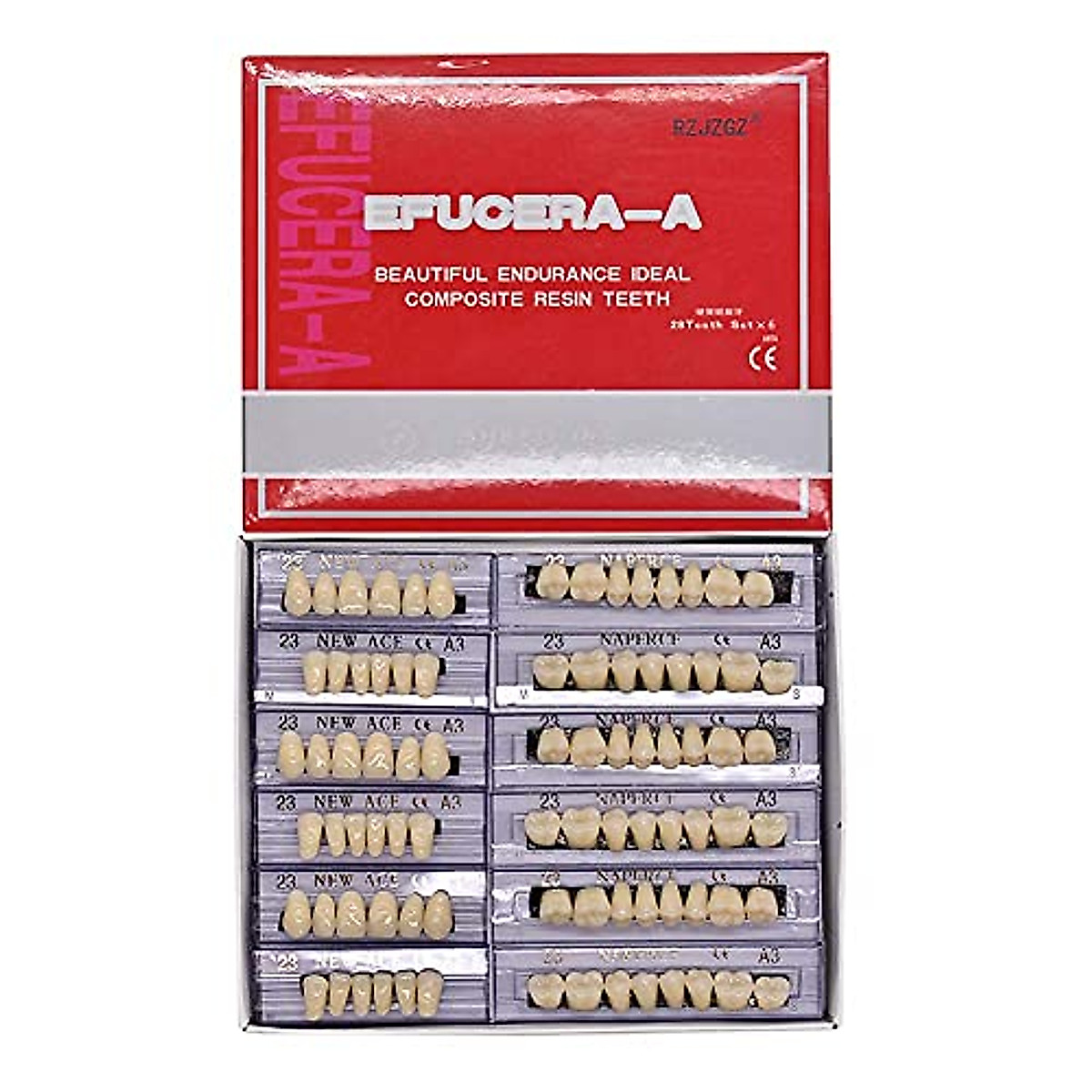 RZJZGZ 168 Pcs Dental Synthetic Resin Tooth Halloween Horror Teeth 6 Sets 23 A3