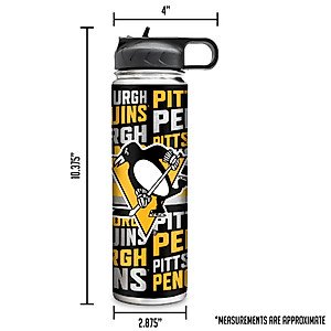 Rico Industries NHL Hockey Pittsburgh Penguins 22oz Stainless Steel Tumbler with Lid - Great For Coffee, Tea, Water or Cocktails