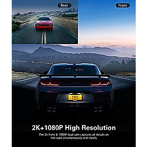 Dash Cam Front and Rear, 4K + 1080P Car Camera with ADAS Driver Alerts,170° Wide View with Night Vision, Parking Mode, G-Sensor, Loop Recording APP and Voice Control,64G Card Include
