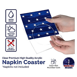 6 Pack Clear Acrylic Coasters Bar Decor Table Protection That Holds Cocktail Napkins by Marketing Holders