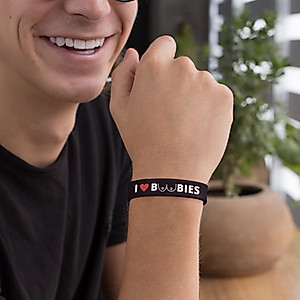 W B Funny I Love Boobies Bracelet Wristband 12-Pack