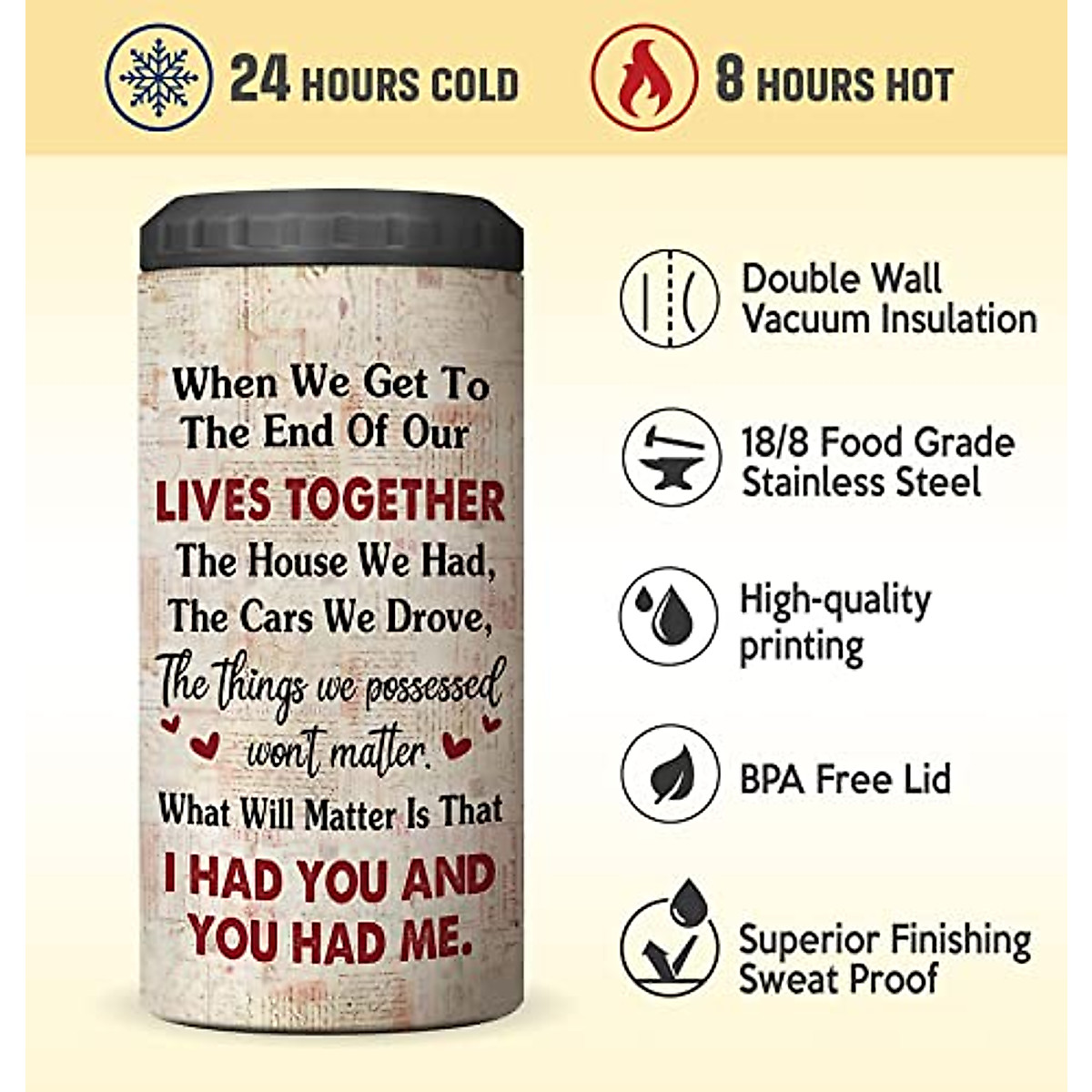 Valentines Day Gifts for Her, Him - Valentines Day Gifts for Wife, Husband - Anniversary, Birthday Gifts for Her, Him, Wife, Husband - Wife Gifts, Husband Gifts, Romantic Gifts for Her Can Cooler 16Oz