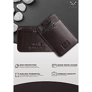 AL FASCINO pull tab wallet women's wallets Leather Credit Card Holder mens wallet Slim wallet Minimalist wallet men's minimalist wallet Rfid wallet Leather Wallets For Men minimalist wallet for men