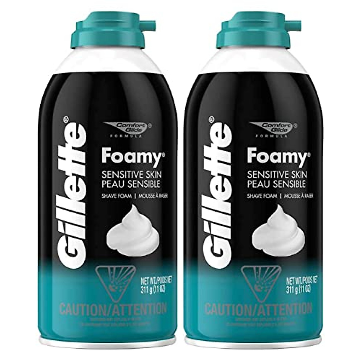 Gillette Foamy Shave Foam Sensitive 11 Ounce (325ml) (2 Pack)