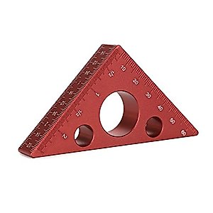 OwnMy 45 Degree Aluminum Alloy Angle Ruler, Inch Imperial Metric Scale Rafter Layout Carpenter Square Triangle Ruler Angle Measurement Tool for Woodworking Workshop Square Measuring Gauging Tool, Red